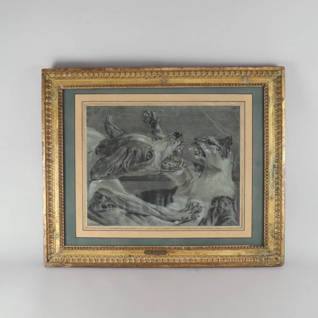 Combat du chien et du chat d'après Oudry | Antiquités Bastian